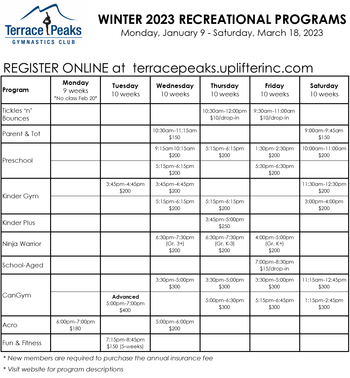 Home Page :: Terrace Peaks Gymnastics Club